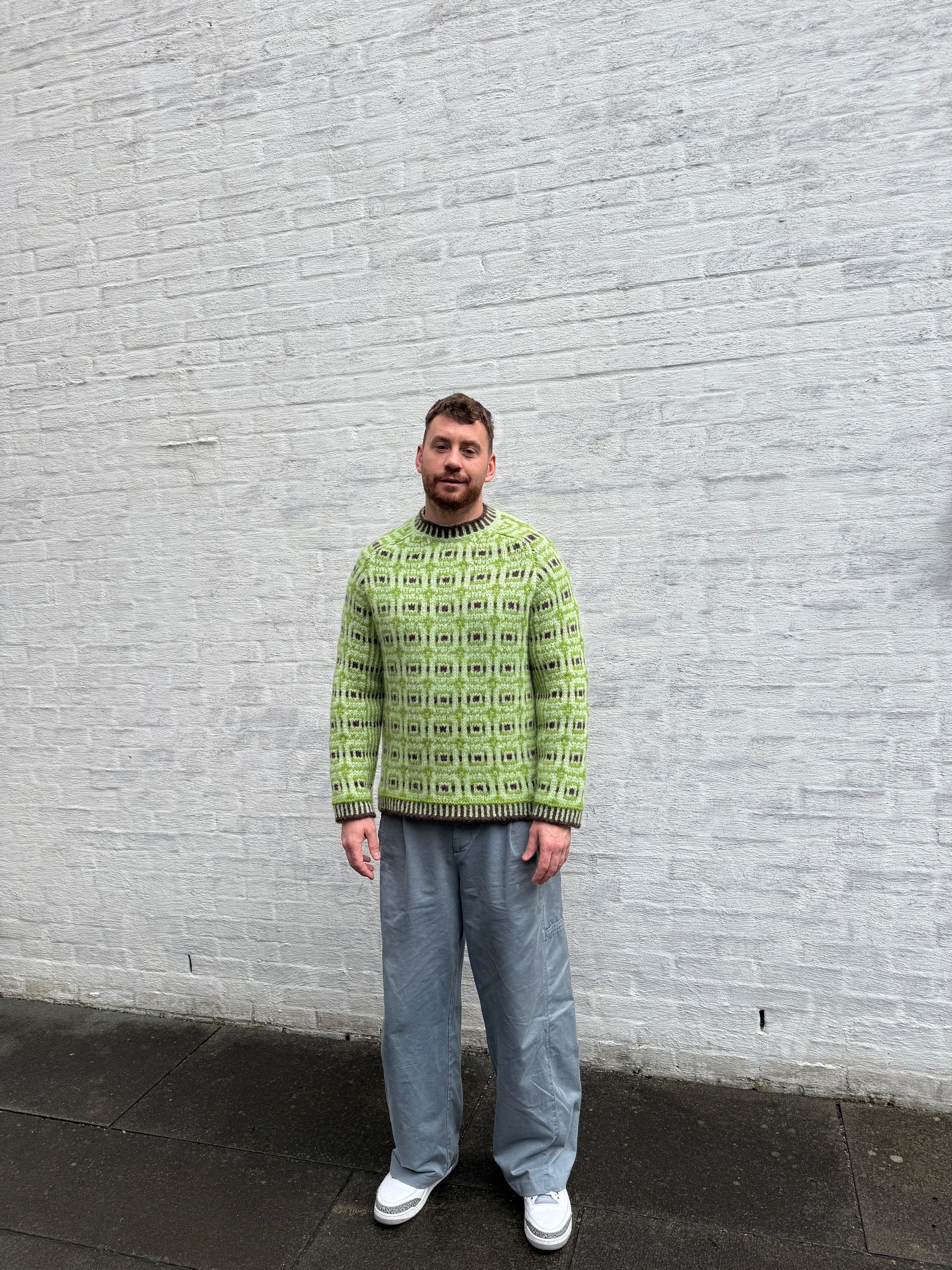 Røys Crewneck | Green & Mocca - Skappel Oslo